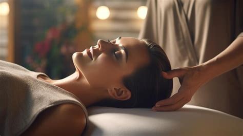 Premium Photo Woman Enjoying Head And Neck Massage In Spa Salon
