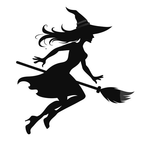 Witch Riding Broom Premium Ai Generated Vector