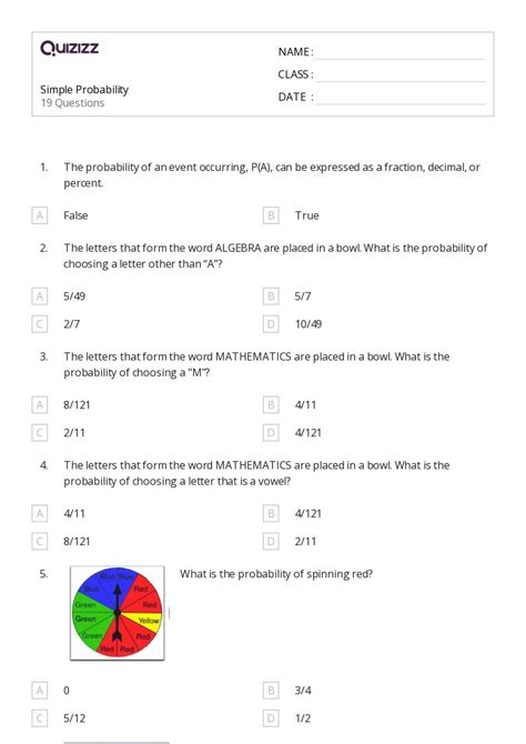 50 Probability Worksheets For 2nd Grade On Quizizz Free Printable