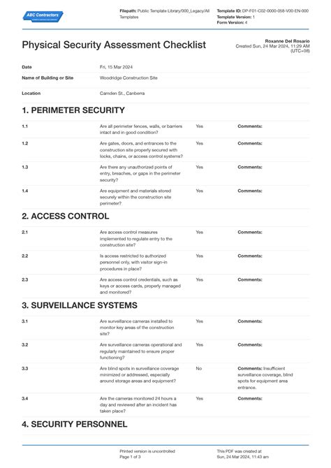 Security Audit Template Free Free Printable