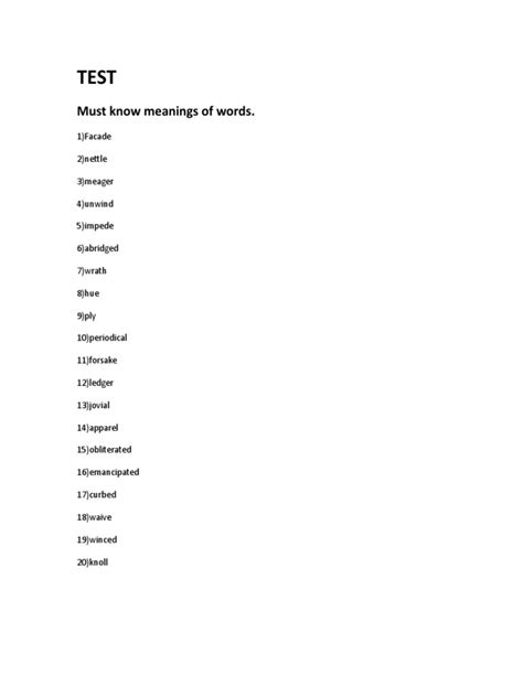 Test Words Pdf