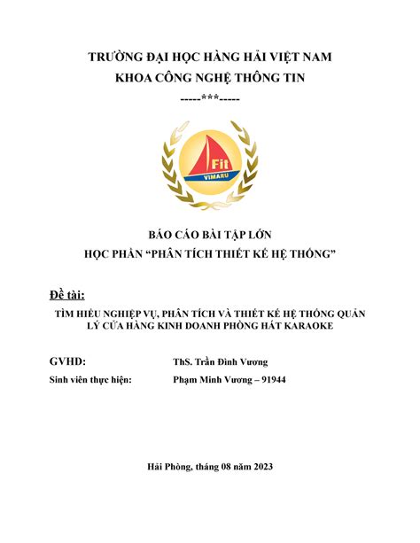 Bao Cao Pttkht - Báo cáo - TRƯỜNG ĐẠI HỌC HÀNG HẢI VIỆT NAM KHOA CÔNG NGHỆ THÔNG TIN -***- BÁO ...