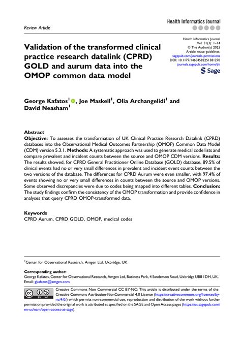 Pdf Validation Of The Transformed Clinical Practice Research Datalink