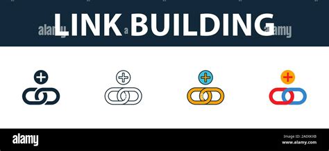Link Building Icon Set Four Simple Symbols In Diferent Styles From Web Development Icons