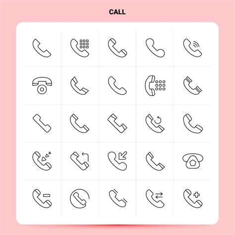 Outline 25 Call Icon Set Vector Line Style Design Black Icons Set Linear Pictogram Pack Web