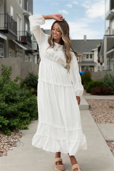 Maxi Dresses For Women Long Sleeve White Maxi Dress
