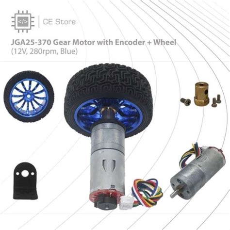 Jga25 370 Gear Motor With Encoder Wheel 12v 280rpm Blue Ce Store