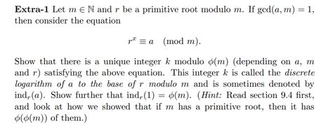 solved extra 1 let m∈n and r be a primitive root modulo m