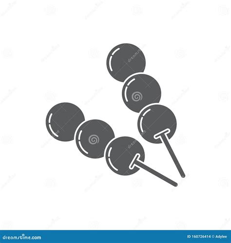 Dango Stick Food Vector Icon Symbol Traditional Food Japan Isolated On