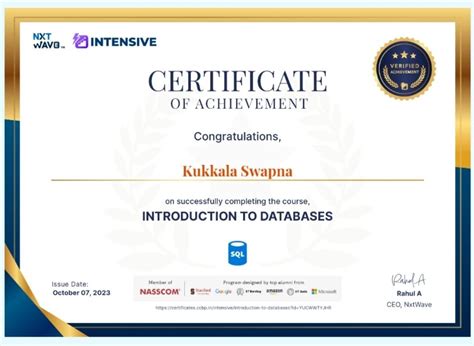 Swapna Kukkala On Linkedin Nxtwave Sql Rahulattuluri