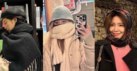 제니 수영도 입는 따뜻하고 멋스러운 목도리 스타일링 🧣💕 하퍼스 바자