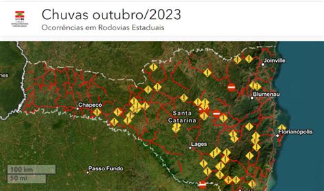 Confira a situação das rodovias estaduais em SC afetadas pelas chuvas