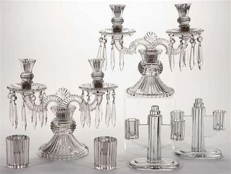 Heisey No 1469 Ridgeleigh Pressed Glass Candelabras Candle Holders