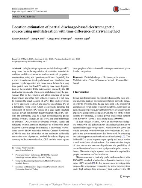 Location Estimation Of Partial Discharge Based Electromagnetic Source