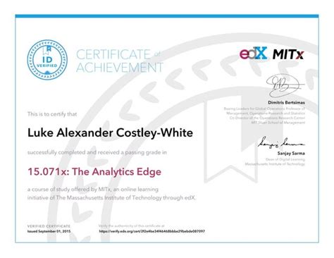 Mit Analytics Edge Certificate Pdf