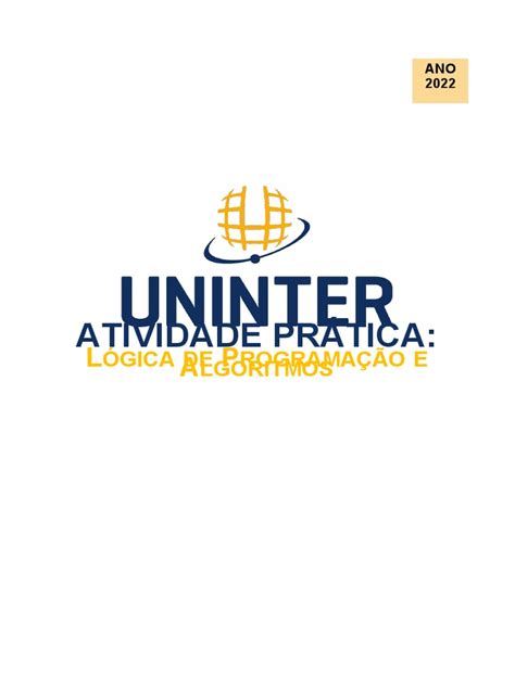 Caderno De Exercicios Da Atividade Pratica De Logica De Programacao E