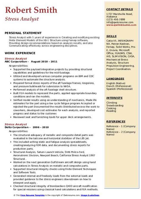 10 Stress Analyst Resume Samples And Templates For 2025