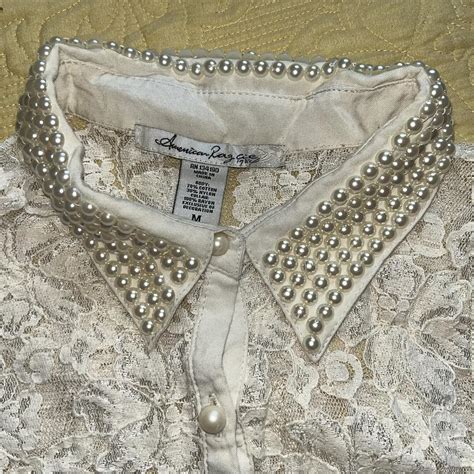 American Rag Lace Top With Pearl Collar Size Depop