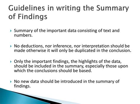 PPT Summary Of Findings Conclusions And Recommendations PowerPoint