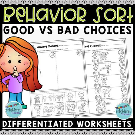 Good Vs Bad Behavior Sort Worksheets Behavior Sorting Mats NO PREP