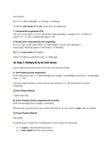 How To Find And Multiply By A Unit Vector In Vector Analysis Studocu