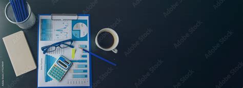 Banner Excel Graph With Spreadsheet Document Showing Information Financial Startup Concept