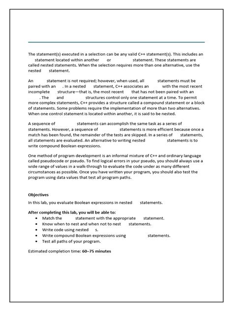 Lab43usingnestedifandifelsestatements Pdf C