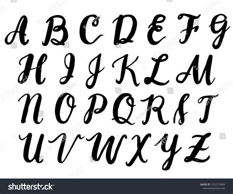 Uppercase Vector Alphabet Handwritten Calligraphy Letters Stock Vector Royalty Free 1372773989
