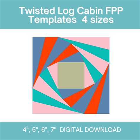 Twisted Log Cabin Fpp Foundation Paper Piecing Quilt Block Pattern
