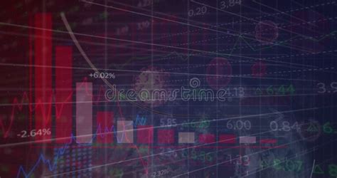 Image Of Graph And Data Processing Over Virus Cells On Black Background Stock Image Image Of