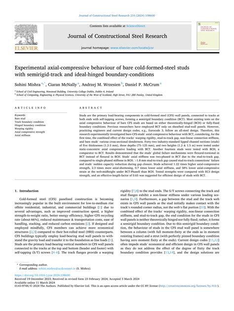 Pdf Experimental Axial Compressive Behaviour Of Bare Cold Formed