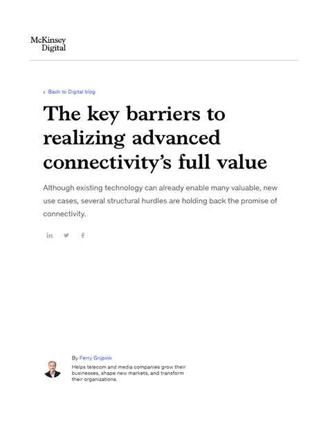 2020 Mckinsey The Key Barriers To Realizing Advanced Connectivitys Full Value Mckinsey