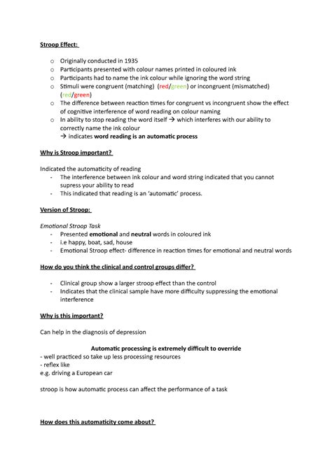 Stroop Effect Stroop Effect O Originally Conducted In O Participants Presented With
