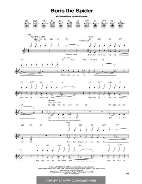 Boris The Spider The Who By J Entwistle Sheet Music On Musicaneo