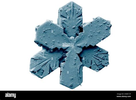 Hexagonal Snow Crystal With Broad Branches Composed Of 2 Offset 3