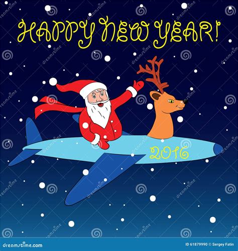 Santa Claus Flying Airplane Stock Illustration Illustration Of Cover
