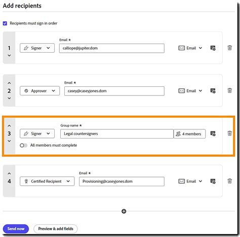 Recipient Signing Order Signature Cycle