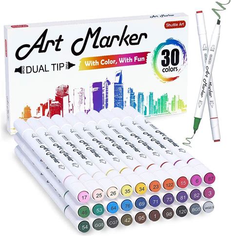 30 Couleurs Feutres a Alcool Shuttle Art Marqueur Permanent à Double