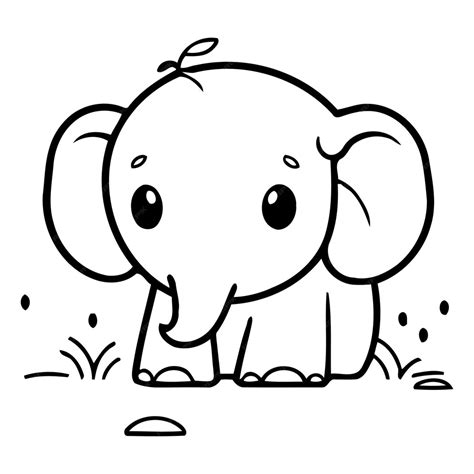 Premium Vector Cute Elephant On The Grass Vector Illustration In
