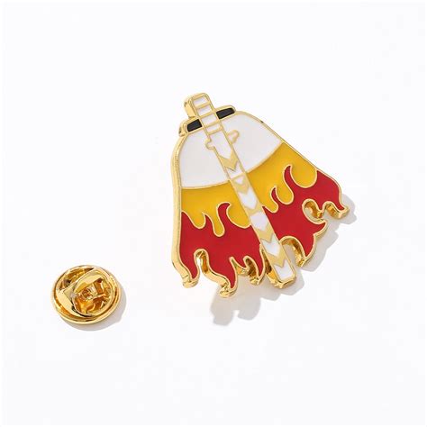 Anime Demon Slayer Brooch Cartoon Rengoku Kyoujurou Metal Enamel Lapel