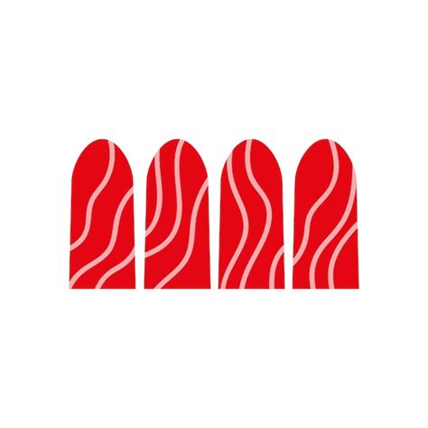 선이 있는 빨간 손톱의 벡터 세트 프리미엄 벡터