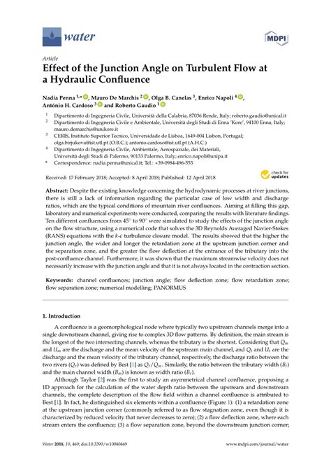 PDF Effect Of The Junction Angle On Turbulent Flow At A Hydraulic Confluence