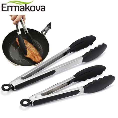 Ermakova 실리콘 바베큐 그릴 집게 샐러드 빵 서빙 집게 붙지 않는 주방 액세서리 요리 집게 바베큐 클립 집게