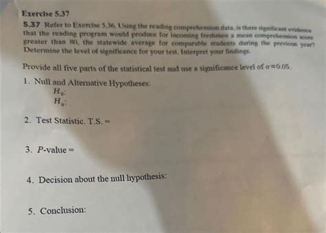 Solved 537 Refer To Exercise 536 Using The Reading