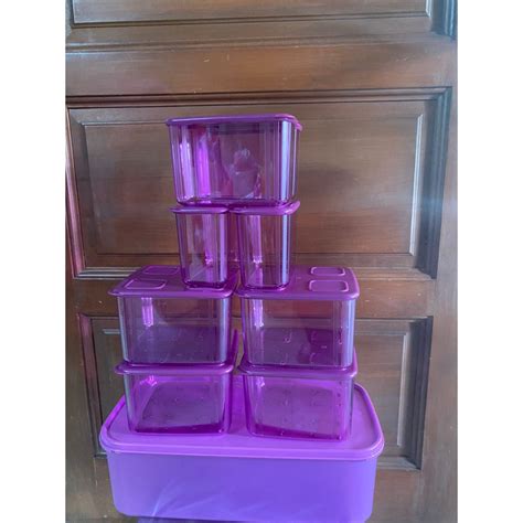 Tupperware Fresh N Clear Tall Set Modular Mates Rectangular Container In Purple Colour Set