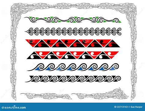 Maori Koru Design Elements Set Cartoon Vector 22713157