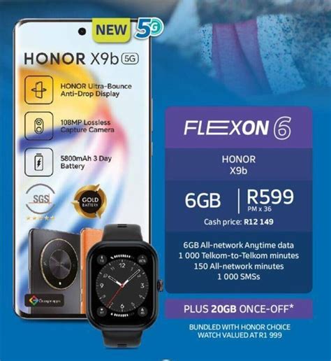 Honor X9b Bundled With Honor Choice Watch Offer At Telkom