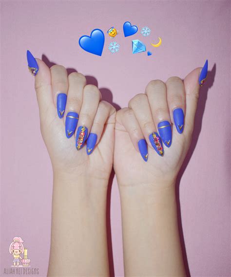 Matte Royal Blue Press On Nails Kawaii Nails Cute Nails Etsy Denmark