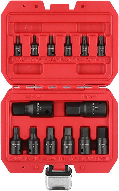 Casoman Impact Hex Bit Socket Set 14 Piece Set 1 4″ 3 8″ And 1 2