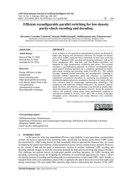 Efficient Reconfigurable Parallel Switching For Low Density Parity Check Encoding And Decoding Pdf